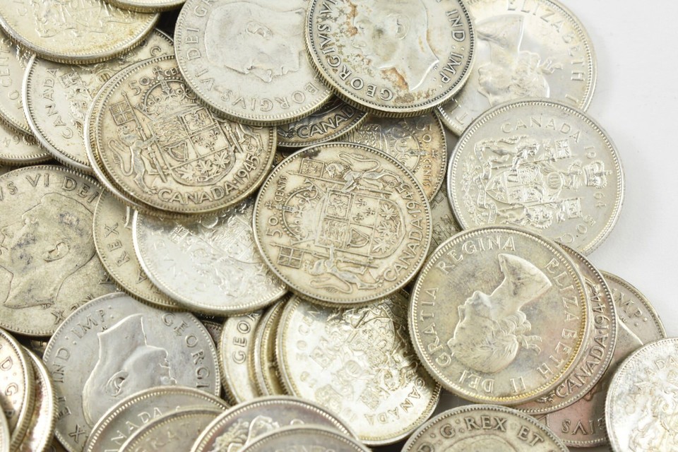 $10 Face 80% Silver Canadian Canada Half Dollars 20 Pcs Roll Bullion ...