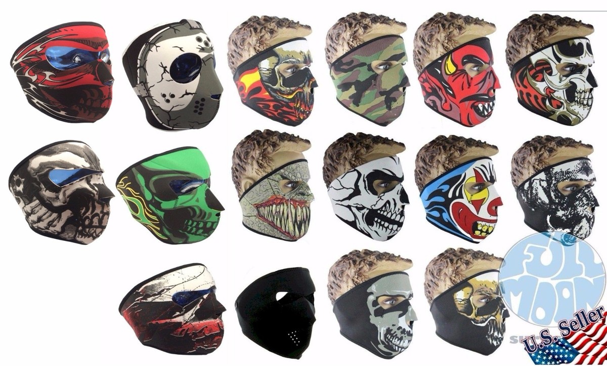 Motorcycle Skull Full Face Mask Ski Mask 2 Hole Windproof Balaclava