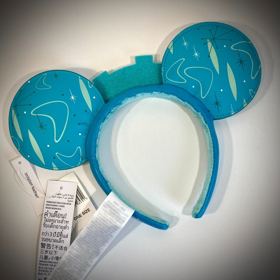 DISNEYLAND MICKEY EARS HEADBAND teal blue retro 50s 60s spellout womens ...