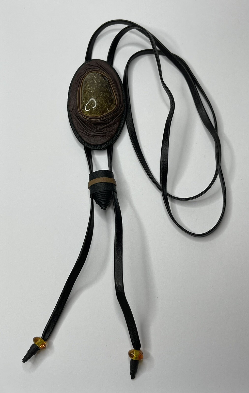 Genuine AMBER LEATHER Bolo Tie.Leather Bolo Tie Necklace for men.Amber ...