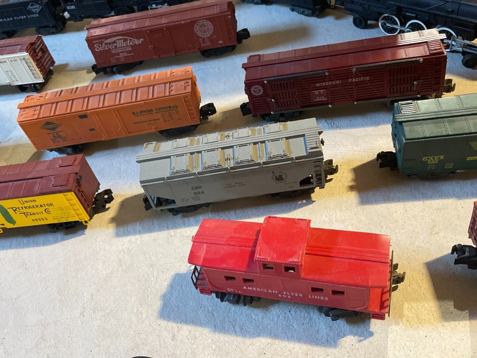 american flyer s scale train lot, 3 locomotives, 13 cars, lots of track ...