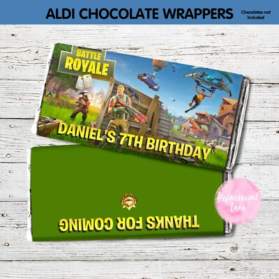 DIGITAL or PRINT Fortnite Gaming CHOCOLATE CHOC WRAPPER ALDI BIRTHDAY ...