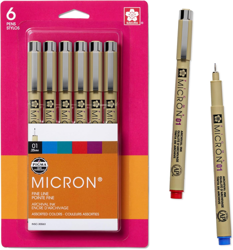 Pigma Micron Fineliner Pens - Archival Black and Colored Ink Pens ...