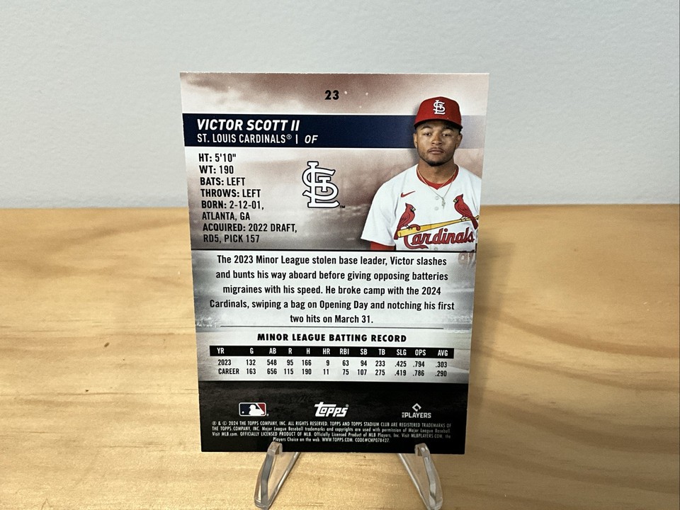 2024 Topps Stadium Club Victor Scott II 23 (RC) St. Louis Cardinals ...