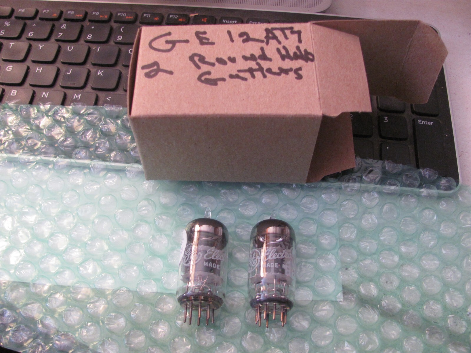 2 GE 12AT7 AUDIO VACUUM TUBES TESTED VINTAGE TOP Halo GETTER 1 Siemens ...