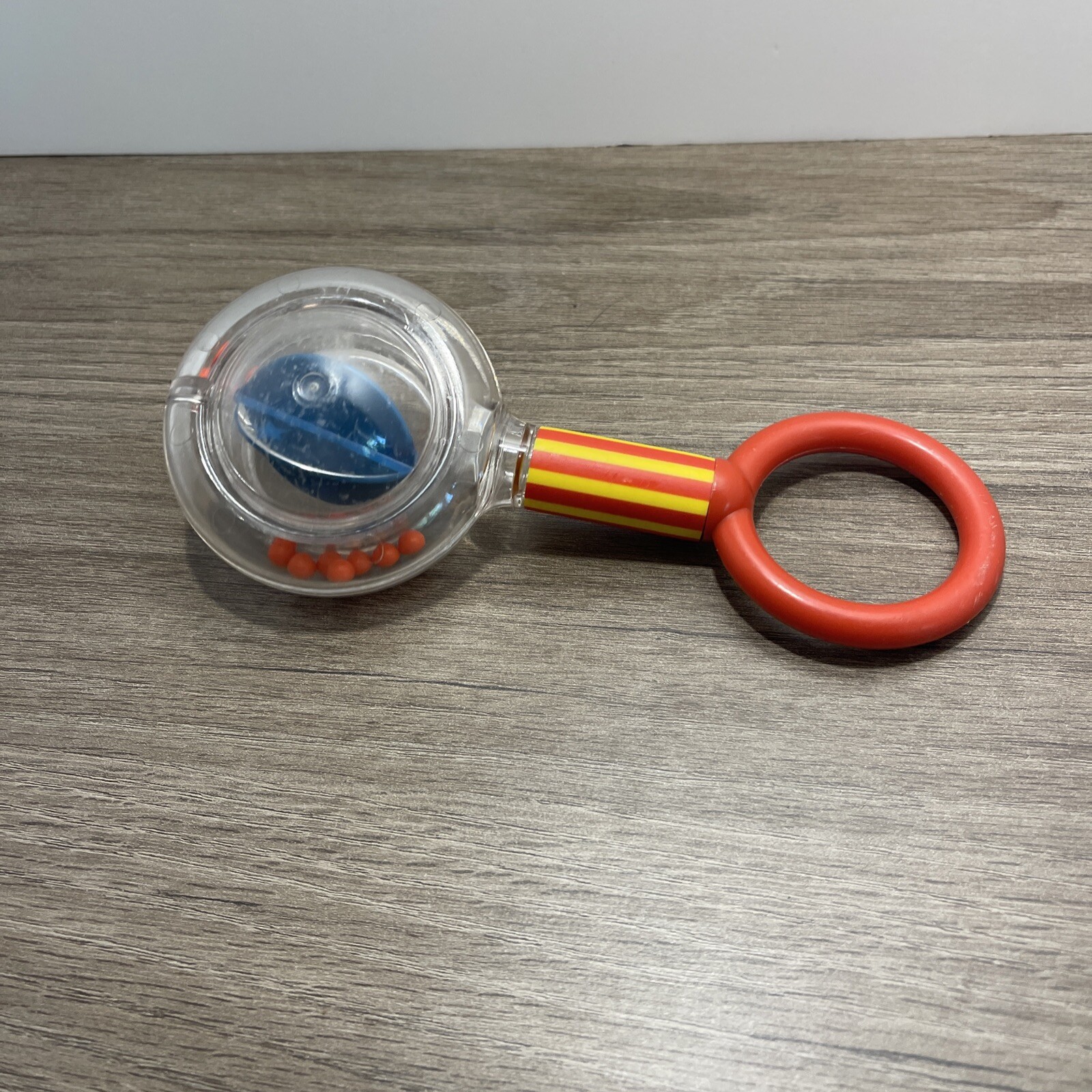 Johnson & Johnson Clear red yellow Baby Rattle Spinner vintage | eBay