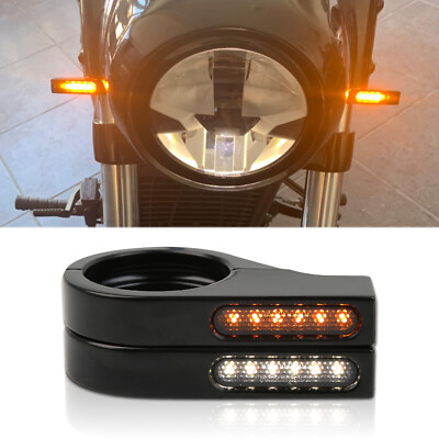 Motorcycle Fork LED Turn Signals Blinker Light For Harley Sportster ...