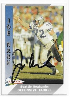 JOE NASH Autographed Signed 1991 Pacific Football card #485 Seattle ...