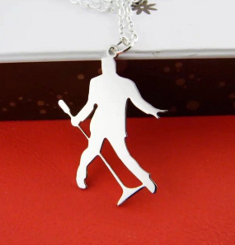 Stainless Elvis Presley Mic Silhouette Pendant Link Necklace Chain ...