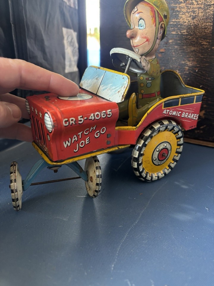 1940’s G.I. Joe And His Jouncing Jeep Tin Litho Wind Up Toy! Vintage ...