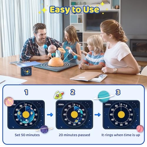 Visual Timer for Kids - Cute Starry Sky Pattern, 60-Minute Countdown ...