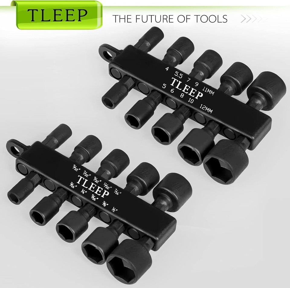 20 x Power Nut Driver Set for Impact Drill, SAE and Metric 1/4” Hex ...