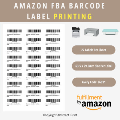 Amazon FBA Barcode Numbers ASIN or FNSKU Printed to Labels Stickers 27 ...