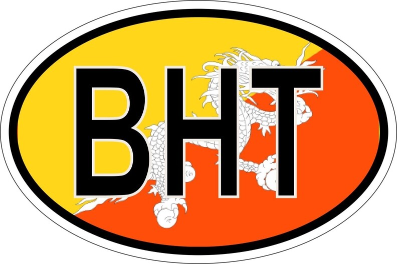 Oval Sticker Flag Country Code BHT BHUTAN | eBay