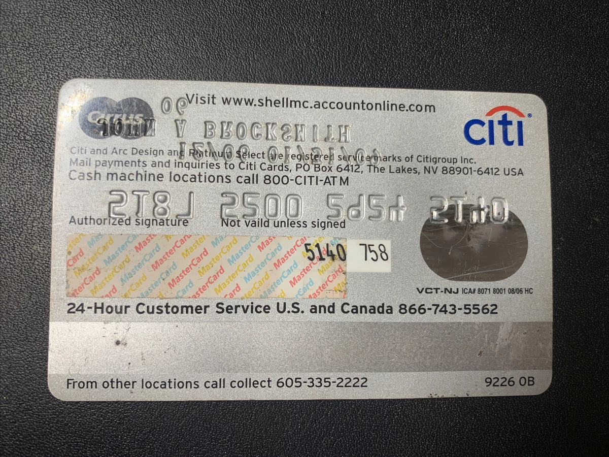 Citibank Credit Card Back