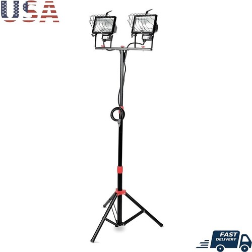 1000W Halogen Portable Work Light Tripod Mounted 2000 Lumen Adjustable ...