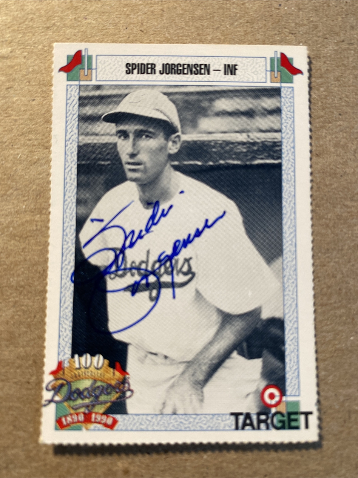 1990 Target Dodgers 100th Anniversary SPIDER JORGENSEN #394 AUTOGRAPHED ...