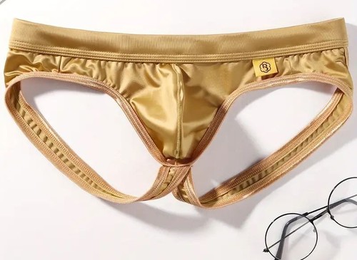 Men's New Sexy Gold Silky Jock Strap w/Contoured Enhancing Hang Free Pouch- Gay | eBay