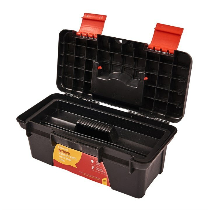 AMTECH 10" MINI TOOL BOX TOOLS BUILDERS HOME HOUSEHOLD STORAGE ...
