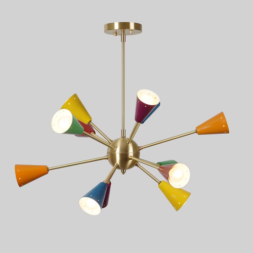 12 Arm Multi Color Shade Brass Sputnik Chandelier Light Fixture Modern ...