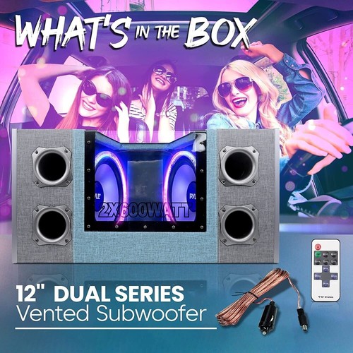 Pyle 12" Dual Series Vented Subwoofer Enclosure for Car Audio, High ...
