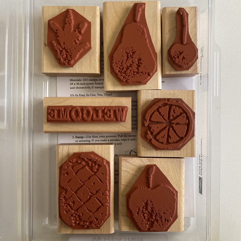 Stampin Up-Definitely Decorative Fresh Fruits-7pc Stamp Set-Pineapple ...