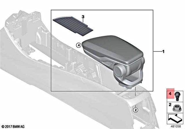 OEM BMW X1 F39 F45 F46 F48 Buffer Stop for Center Armrest Cover ...