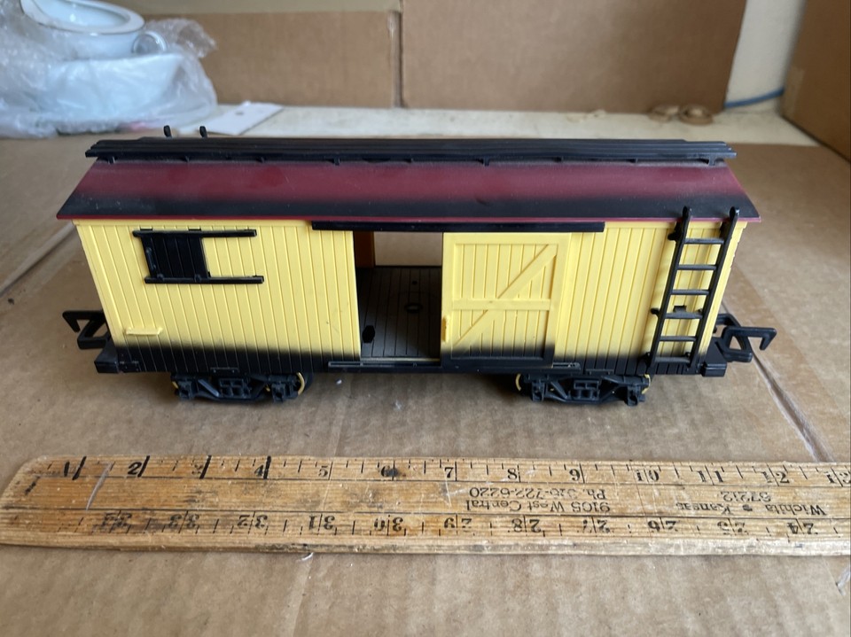New Bright Yellow / Red Box Car Train Car; 13” L 4” W 4.5” H | eBay