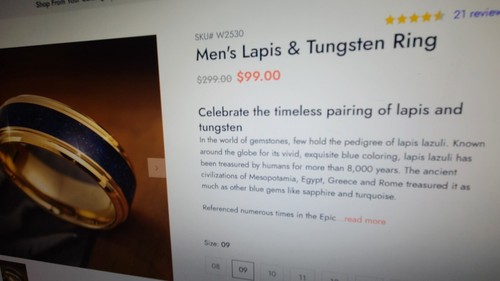 STAUER: MEN'S LAPIS and TUNGSTEN Wedding Band size 9 | eBay