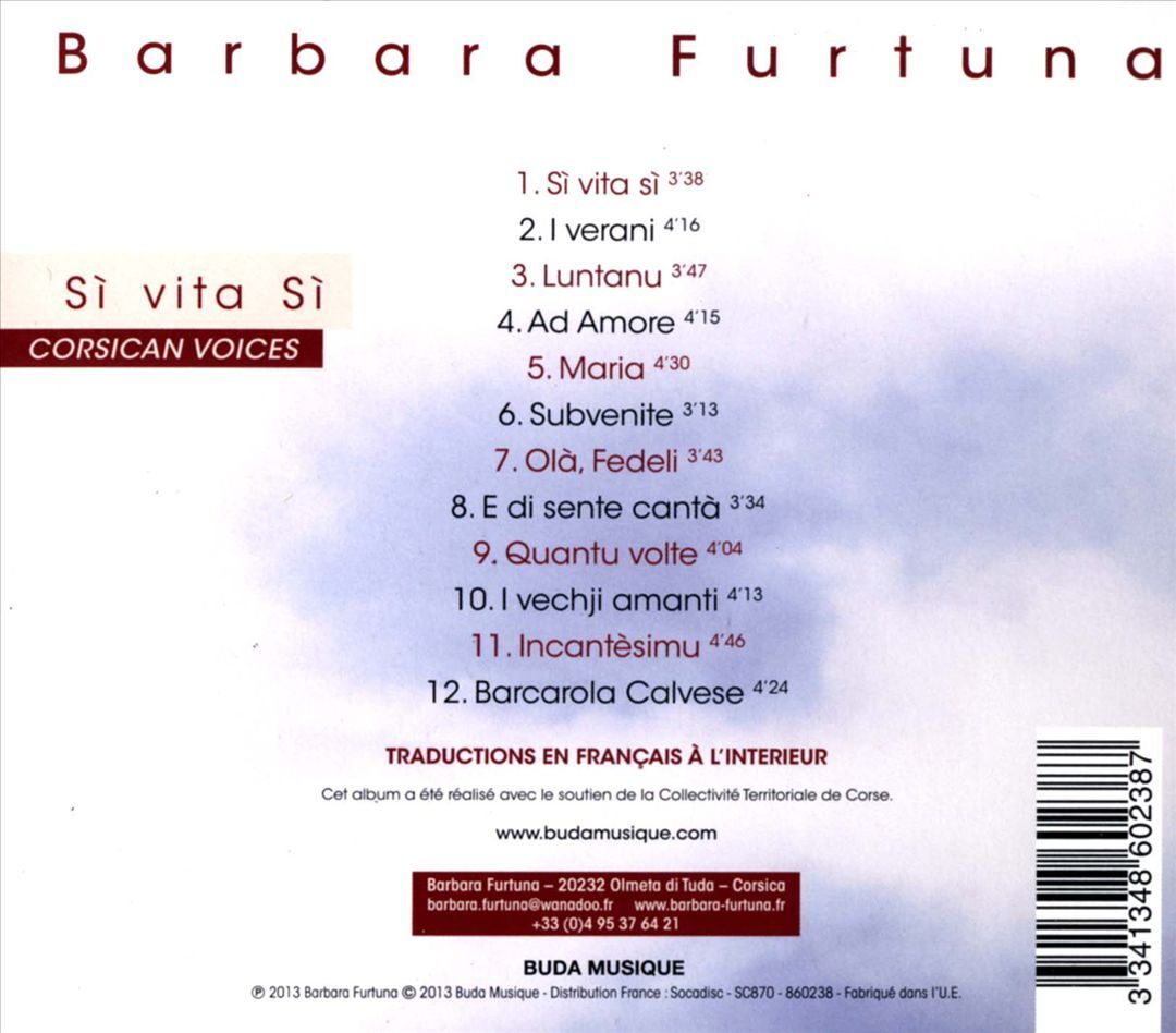 BARBARA FURTUNA - S VITA S (CORSICAN VOICES) [DIGIPAK] NEW CD ...