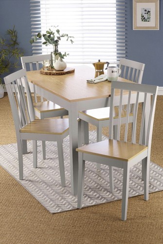 Sherbourne 5 Piece Wooden Dining Table Set with Chairs Grey Oak | eBay
