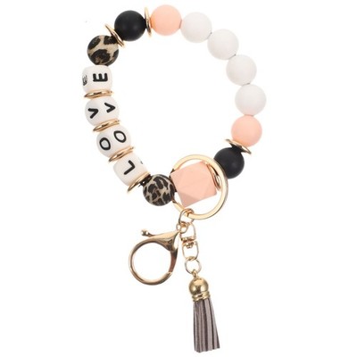 Key Chain Bangle Beaded Bracelet Car Keyrings Holder Beaded Wristlet ...