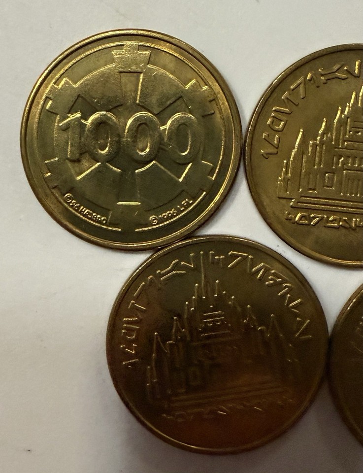 5 Starwars Galactic 1000 Credit Imperial Coin Token Medal Hasbro Star ...