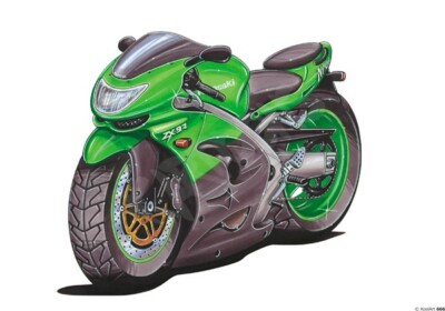 ZX9R KAWASAKI LIVERY Koolart Cartoon Caricature Car Print - A3 Size ...
