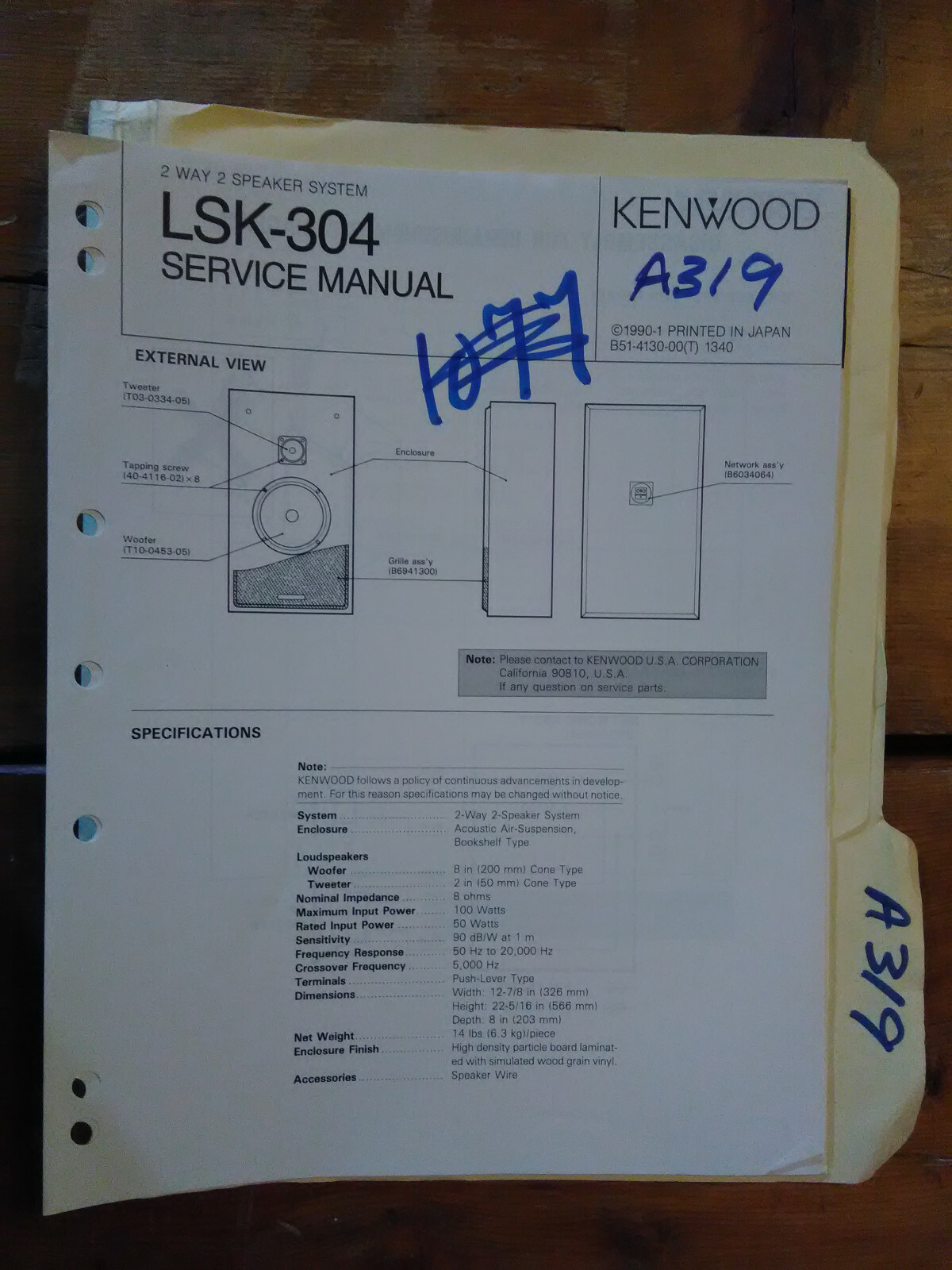 Kenwood lsk-304 service manual original repair book stereo house ...