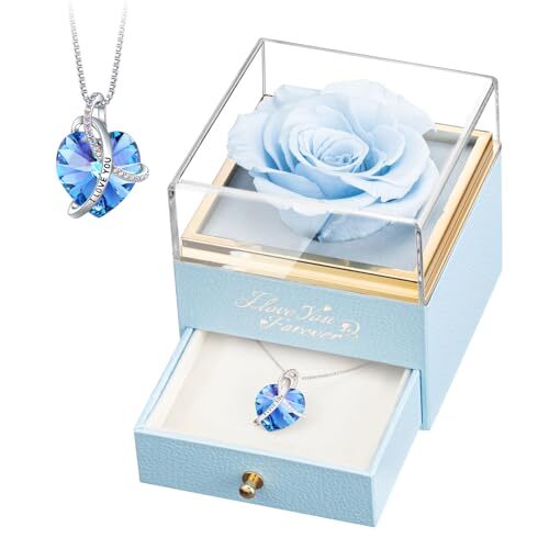 Preserved Flowers Real Light Blue Rose Gifts for Mom Wife A5_light Blue ...