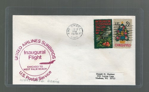 US First Flight Cover United Airlines Sunbirds Chicago to West Palm ...