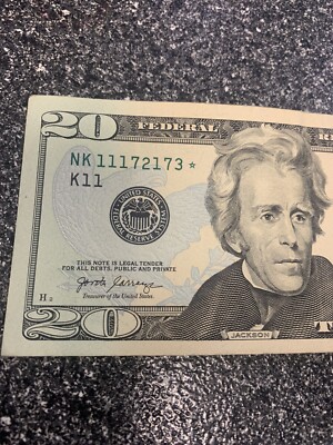 $20 Twenty Dollar Bill Star Note Series 2017 Circulated Fancy Serial ...