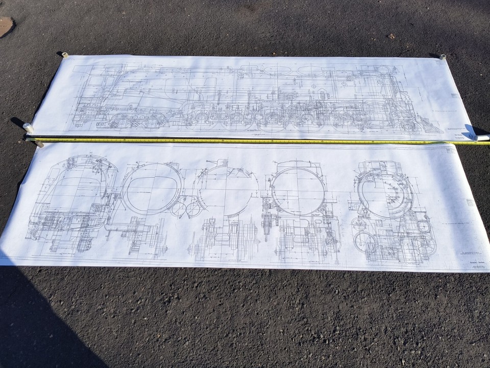 ATSF Santa Fe 5000 2-10-4 Steam Locomotive Erecting Blueprint Drawing ...
