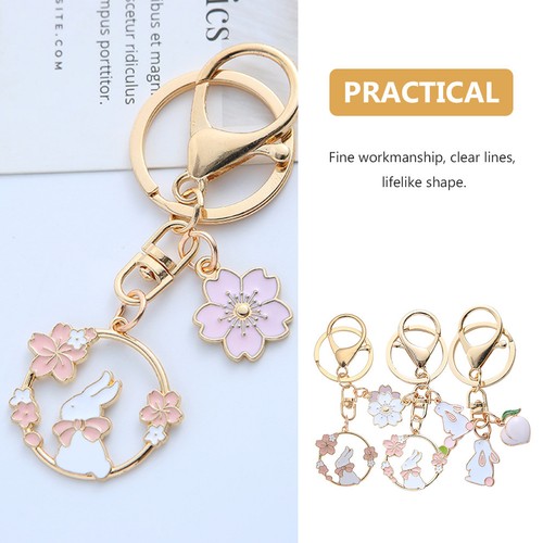3pcs Rabbit Charm Rabbit Hanging Ornament Girl Key Charm Zodiac Metal ...