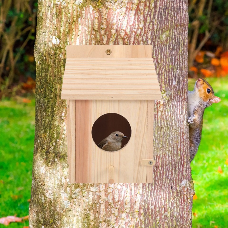 Small Bird Nesting Box Wooden Bird House Garden Nesting Box Hanging ...