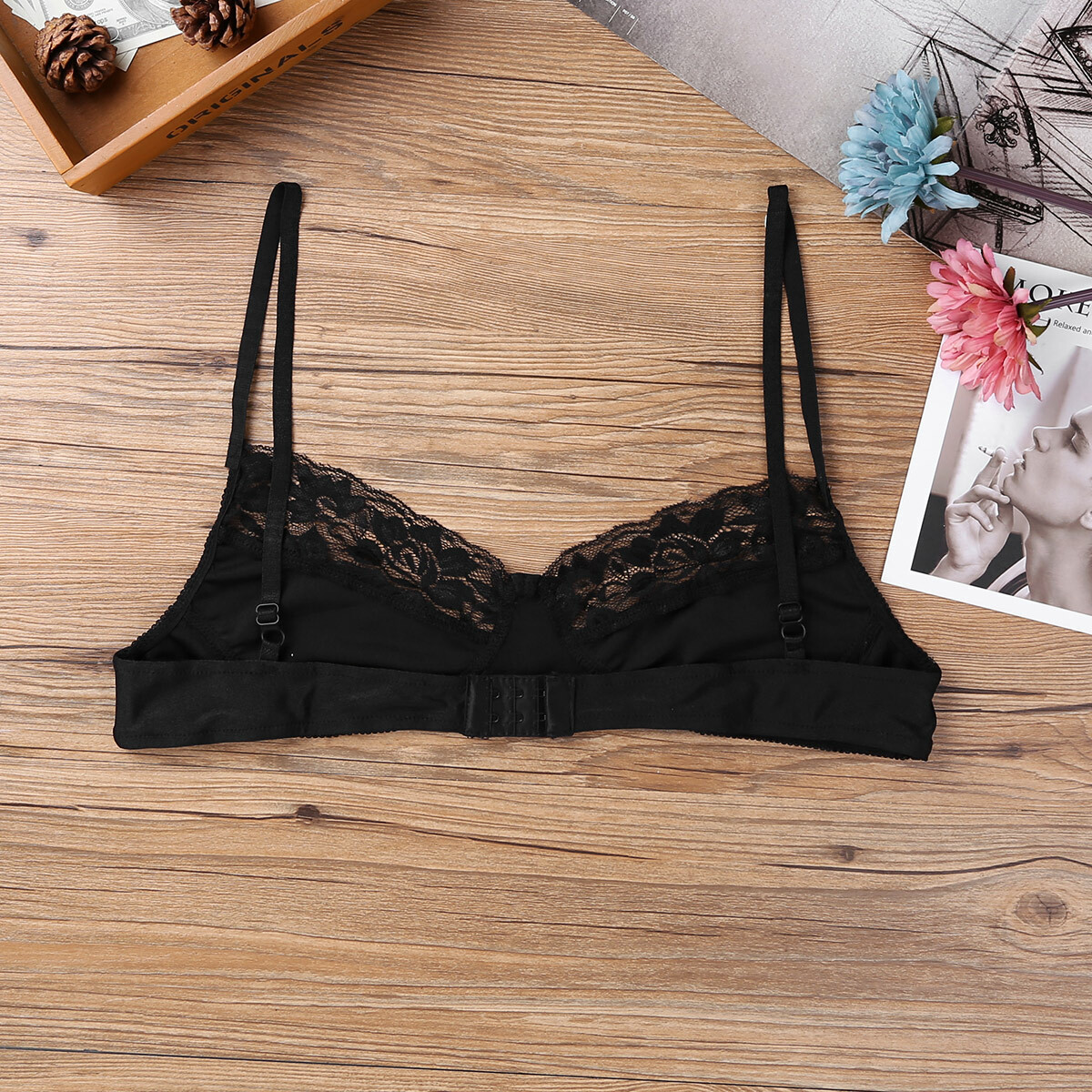 Men Sexy Underwear Sissy Bra Cami Vest Lace Bralette Trim Crop Tops ...