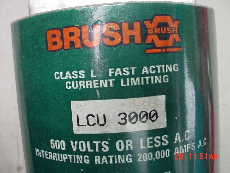 Brush LCU 3000 Fast Acting Current Limiting Fuse Class L | eBay