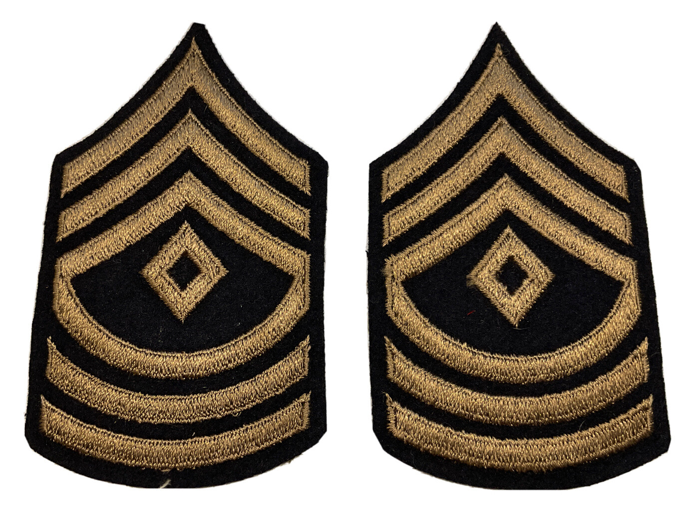 Original WWII U.S. ARMY FIRST SERGEANT CHEVRONS Rayon on Cotton ...