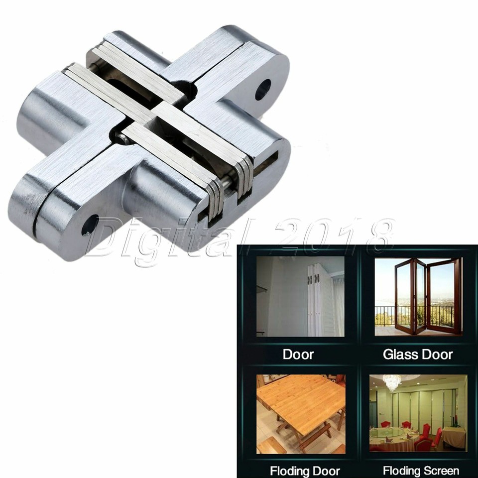 2 Pcs Elegant Heavy Duty Foldable Consealed Cross Door Hinges Stainless ...