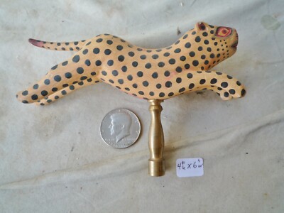 Lamp Finial Carved Wood Cat Leopard 4" h x 6" w | eBay
