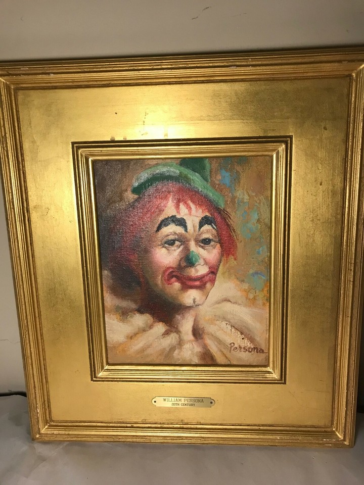 Original Art WILLIAM PERSONA ORIGINAL CLOWN OIL PAINTING Framed (CHOOSE ...