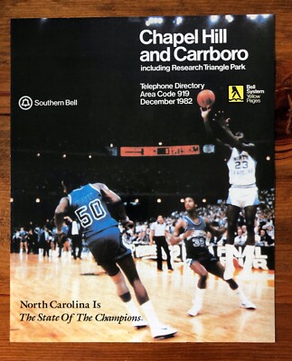 1982 Chapel Hill NC telephone book cover with Michael Jordan pictured ...