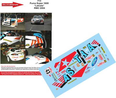 DECALS 1/24 REF 0713 PUMA S1600 LATVALA RALLYE MONTE CARLO 2004 WRC ...