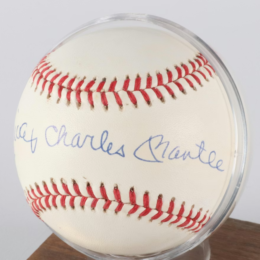 Pristine Mickey Charles Mantle Signed Official American League Baseball ...